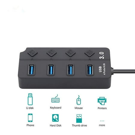 4 Port Usb 2.0 Hub With Individual Led Power Buttons (hb-umls ...