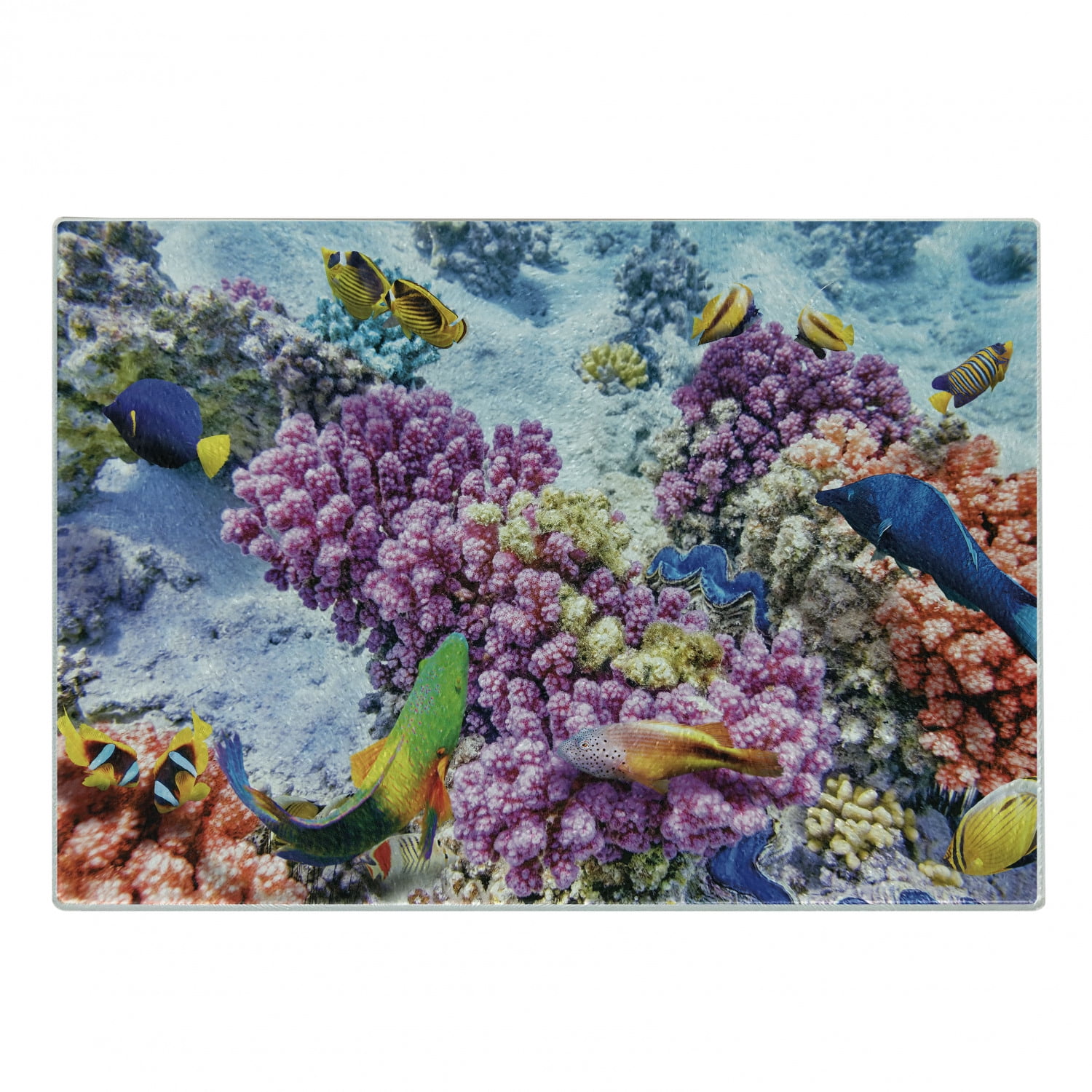 Fish Cutting Board, Surreal View of Marine Life with Submerged Colony ...
