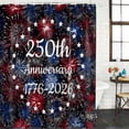 Anniversary USA Flag Bathroom Shower Curtains with 12 Hooks Polyester ...
