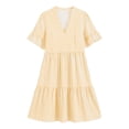 Abomasnow Women's Summer Striped Dresses Ruffle Short Sleeve V-Neck ...