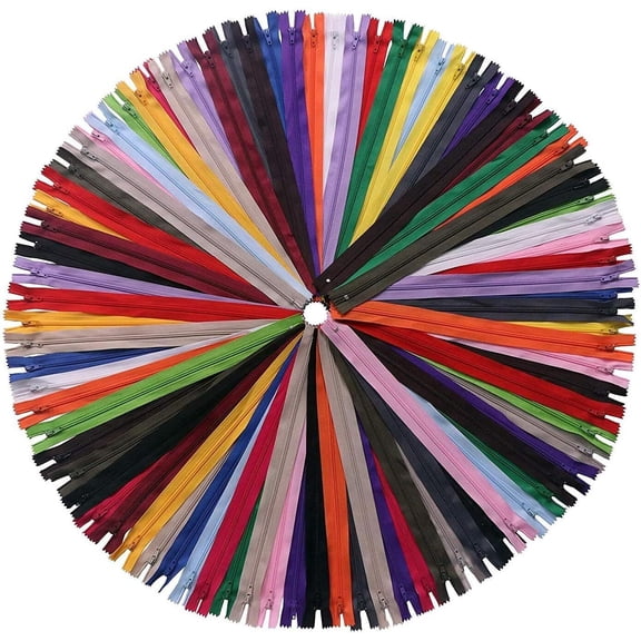 100pcs Nylon Coil Zippers , 8 Inch Colorful Sewing Zippers Supplies for ...