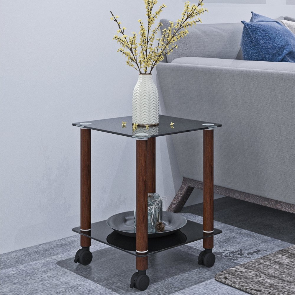 GZXS Square End Tables for Living Room, 2-Tier Shelf Sofa Side Table ...