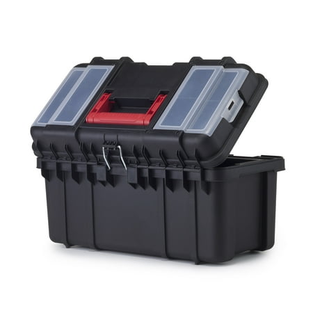 Hyper Tough 19-Inch Toolbox, Plastic Tool and Hardware Storage, Black ...