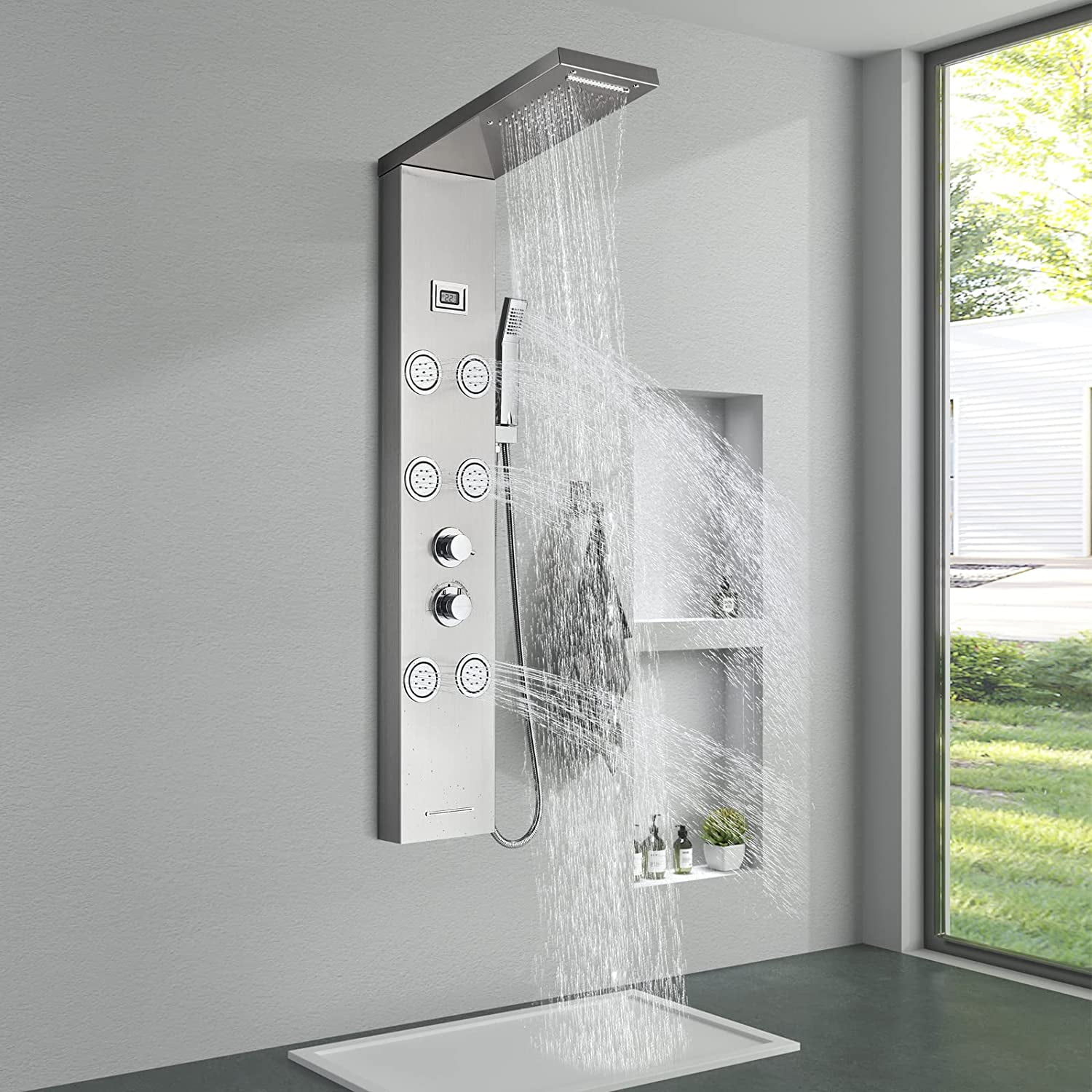 Zovajonia Shower Panel Tower System, Multi-Function Shower Tower ...