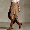 Aellinatey Fringe Detail Elegant Skirt Women High Waist Knee Length ...
