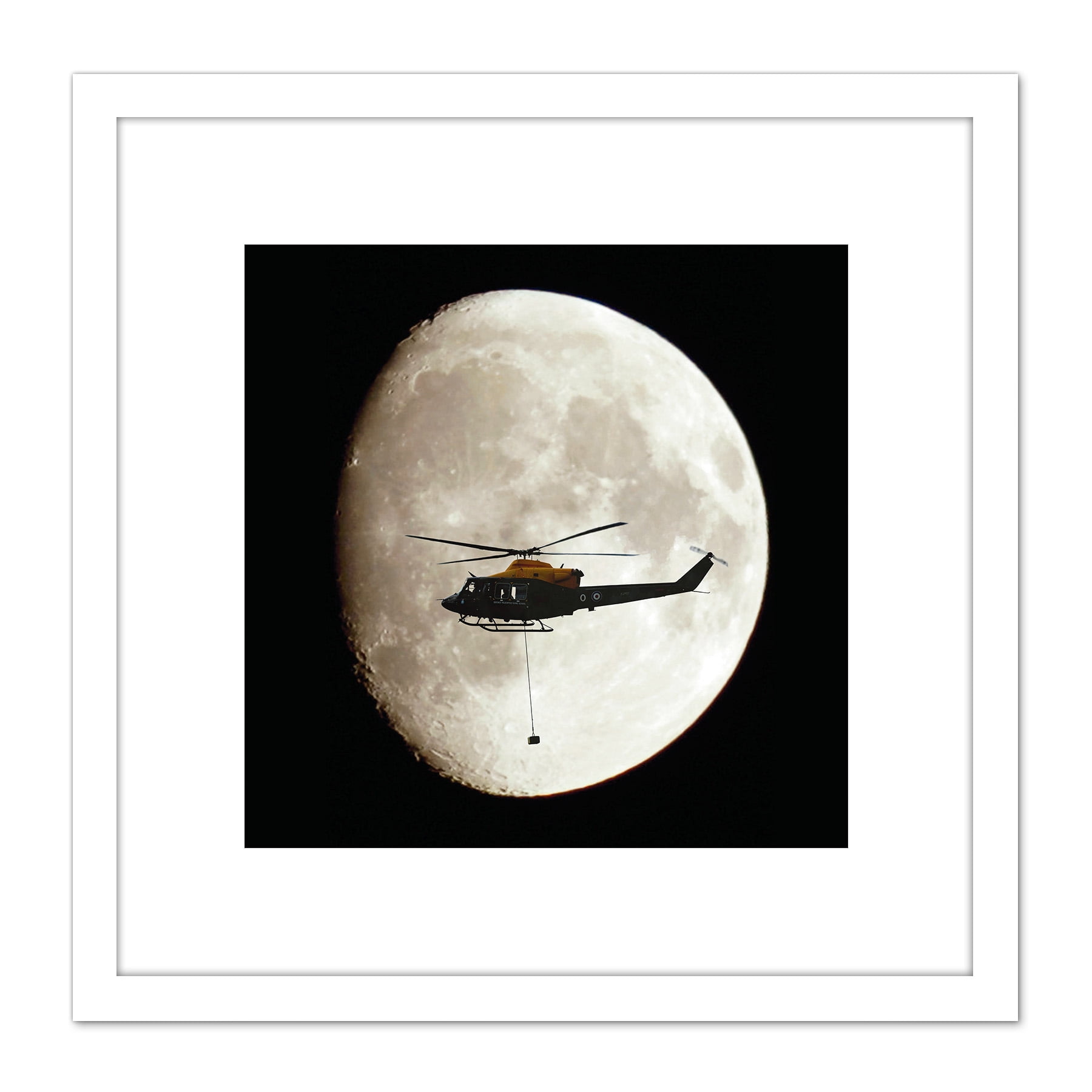 Military UK RAF Griffin Helicopter Full Moon 8X8 Inch Square Wooden ...