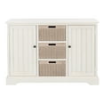 SAFAVIEH Landers Distressed White 2-Door Storage Console with 3 Removable Baskets, Decorative ...