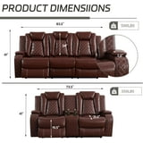 AYCP Multifunction Power Air Leather Recliner Sofa Loveseat Set with ...