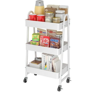 3 Tier Mesh Utility Cart Rolling Metal Organization Cart with Handle ...
