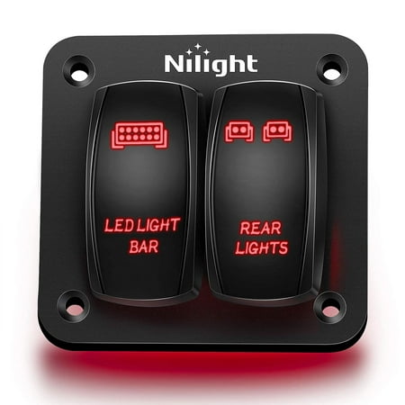 Nilight 2 Gang Rocker Switch Panel LED Light Bar Switch Rear Lights ...