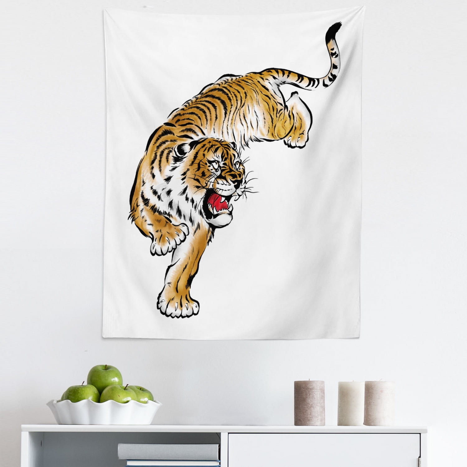Tiger Tapestry, Japanese Inspired Large Feline Japanesque Design Free ...