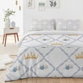 Blue Flowers Twin Duvet Cover Set, Watercolor Crown Floral Vintage ...