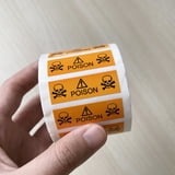Danger Poison Stickers Labels,0.5x1.5 Inches Fluorescent Orange with ...