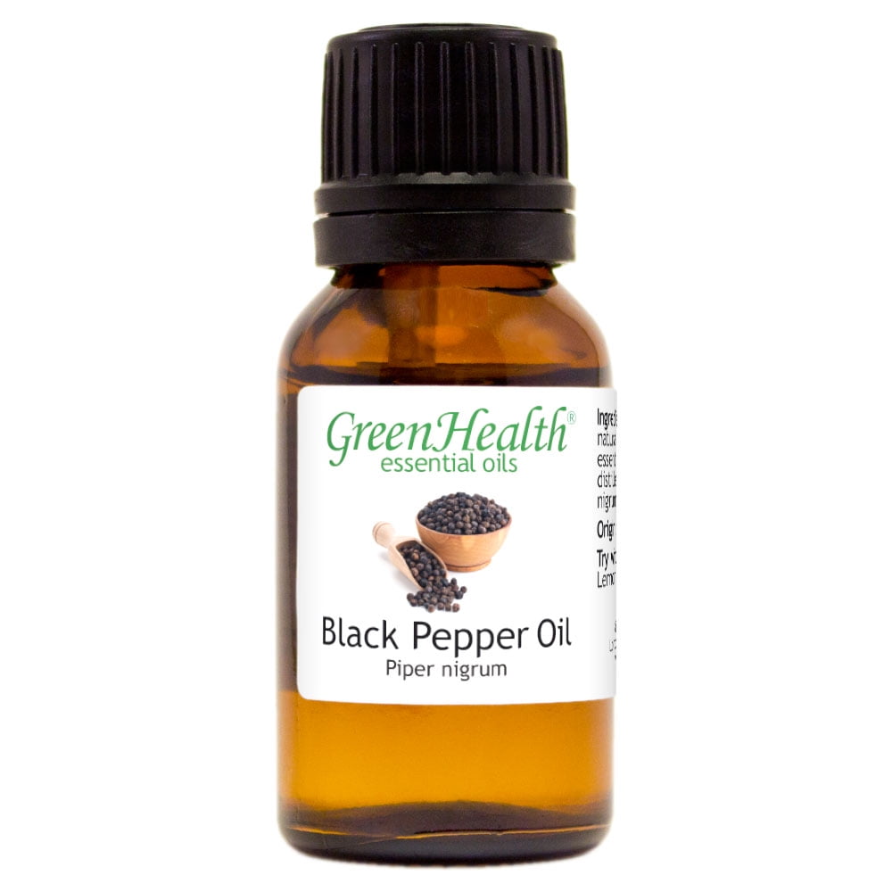 Black Pepper Essential Oil - 1/2 fl oz (15 ml) Glass Bottle w/ Euro ...