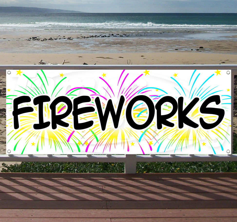Fireworks 13 oz heavy duty vinyl banner sign with metal grommets, new ...