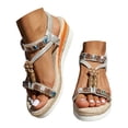 2026 Summer Large Slope Heel Women's Sandals Bohemian Thick Bottom ...