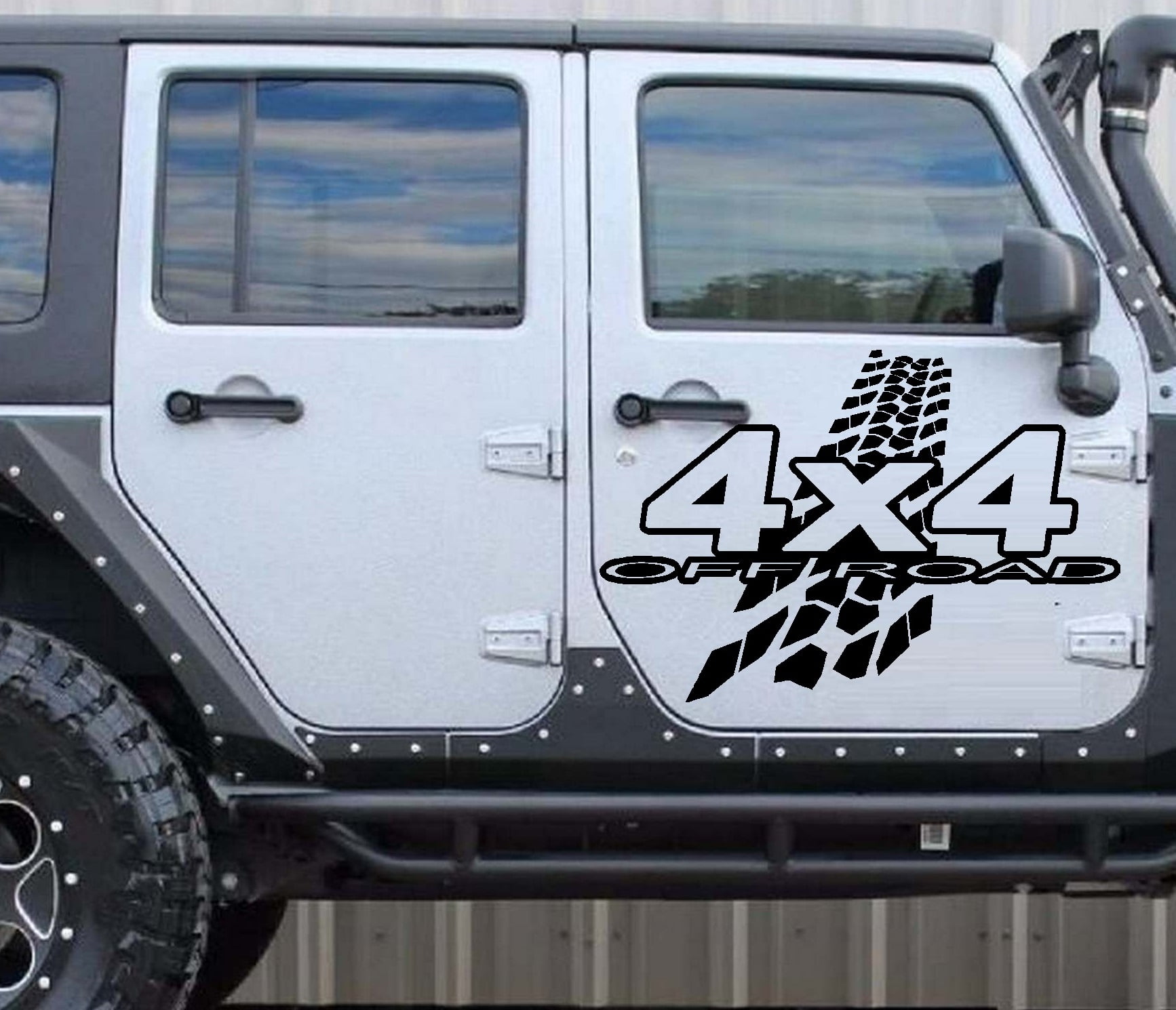 Decal ~ Off Road 4x4 with Tire Track Auto or Wall Decal 22" x 36" Black ...