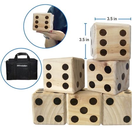 EasyGoProducts Large DICE Game – Giant Wooden Yard DICE Set – DICE with ...