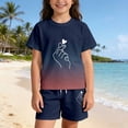 Byoo Girl Graphic Outfit Soft Finger Heart Print Short Sleeve Tshirt ...