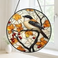 Autumn Robin Bird Suncatcher, Stained Glass Style Round Window Decor ...