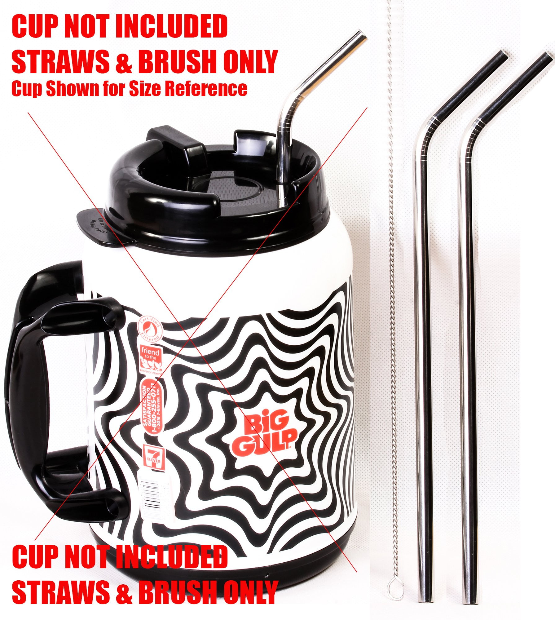 2 Big Gulp 11.5" JUMBO Stainless Steel Straw for 64 oz LONG Drinking ...