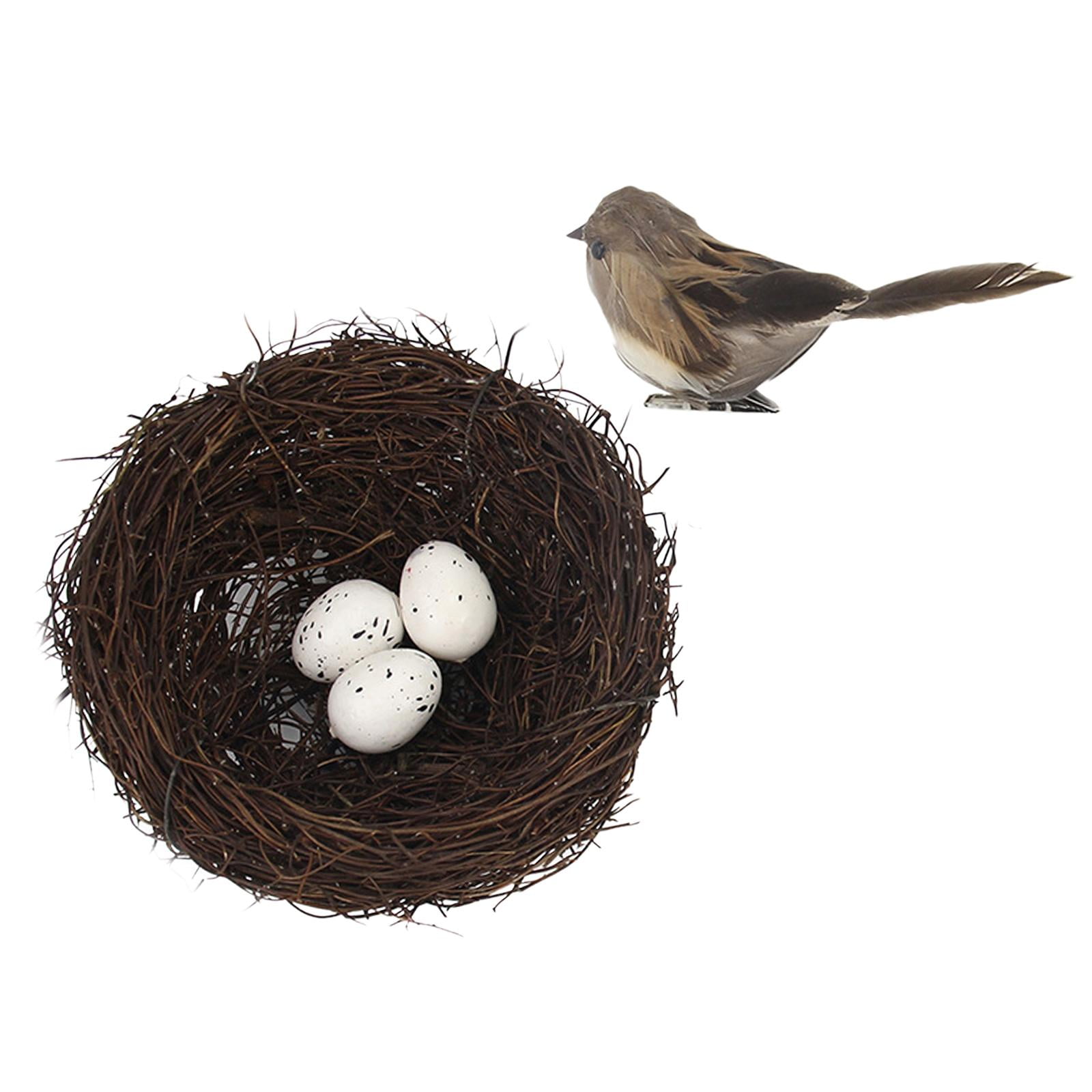 Nature Artificial Bird Nest Decorative Photo Props Handmade grey ...