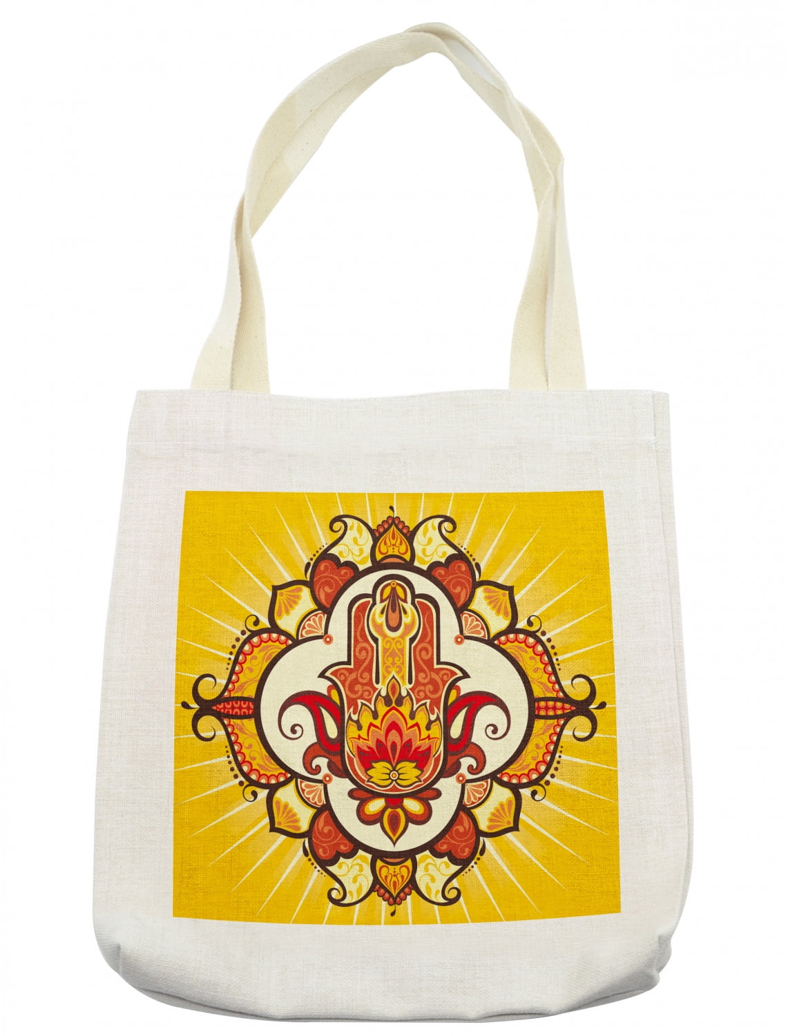 Hamsa Tote Bag, Sun Inspired Design Aura Energy Yoga Mantra Theme with ...