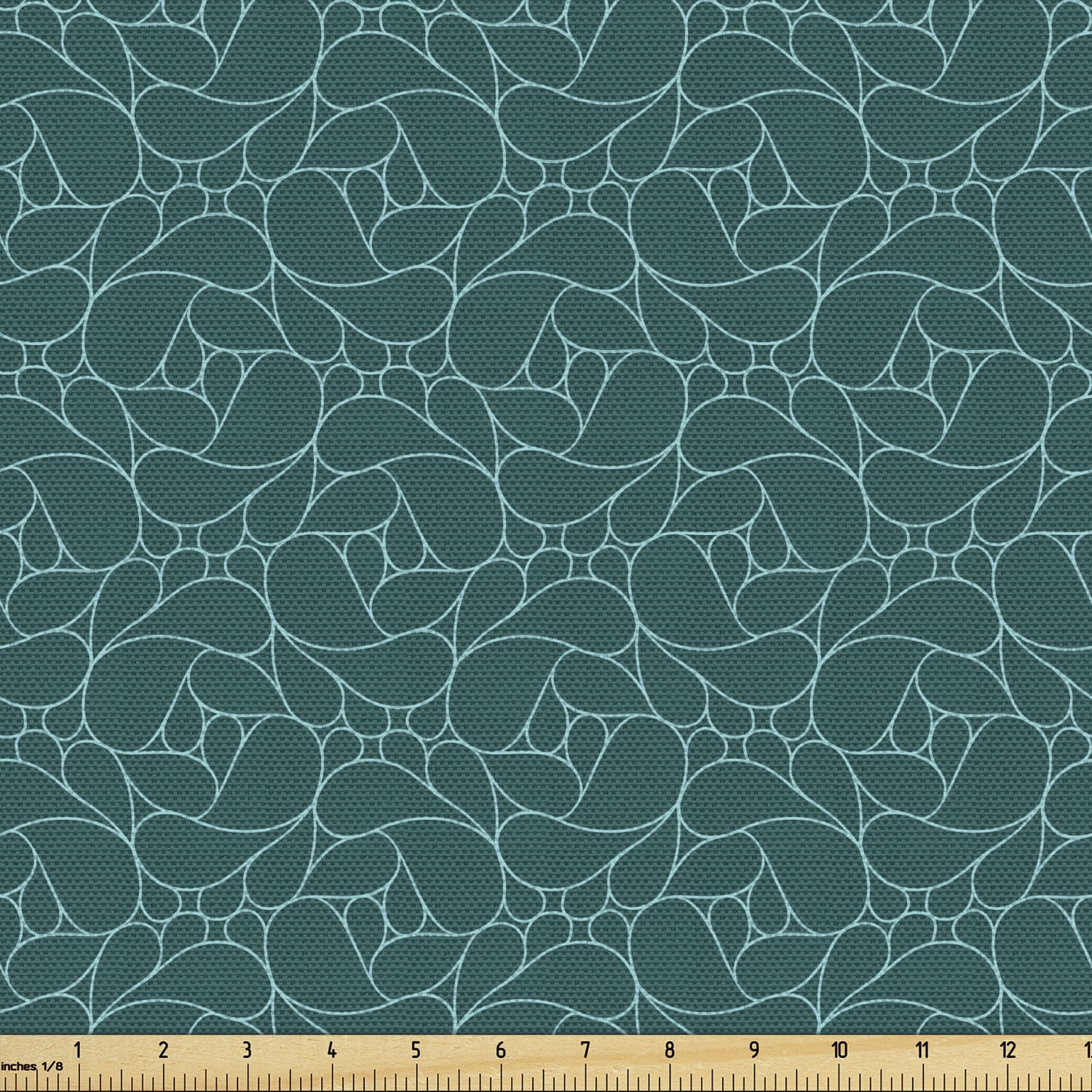 Teal Upholstery Fabric by the Yard, Abstract Line Art Modern ...