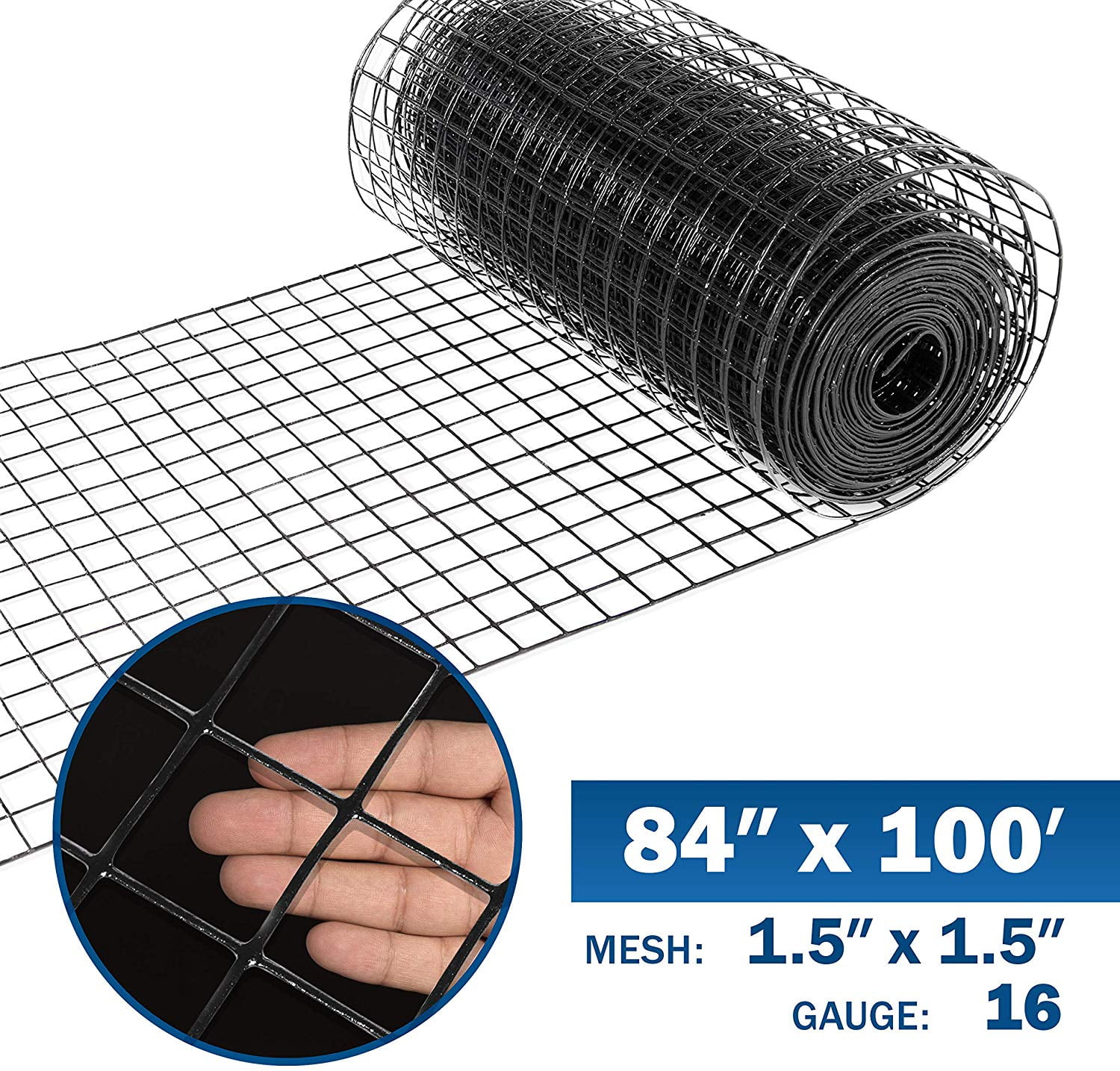 Fencer Wire 16 Gauge Black Vinyl Coated Welded Wire Mesh Size 1.5 inch ...