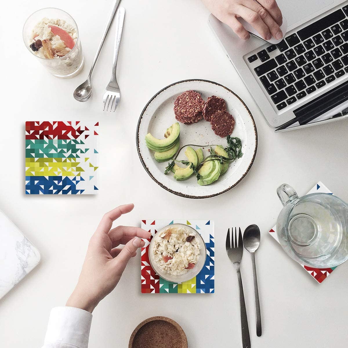 FMSHPON Geometric Triangle Fragments Collage Mosaic Pattern Set of 8 ...