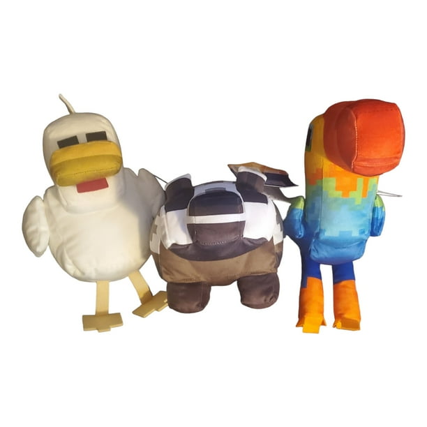 Minecraft Legends Plush 3 Pack, Badger, Bird Parrot and Chicken ...