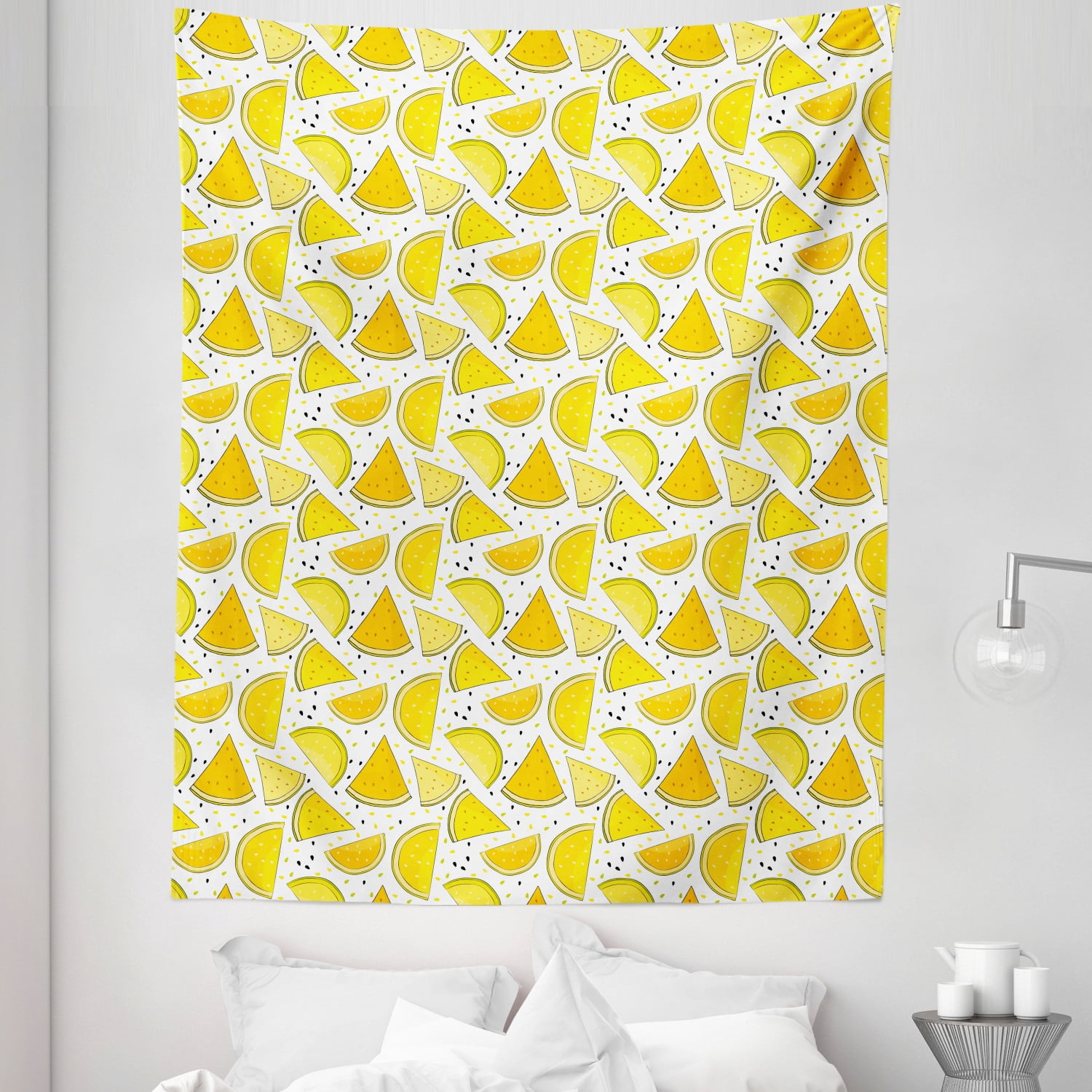 Melon Tapestry, Abstract Yellow Color Palette Watermelon Slices, Fabric ...