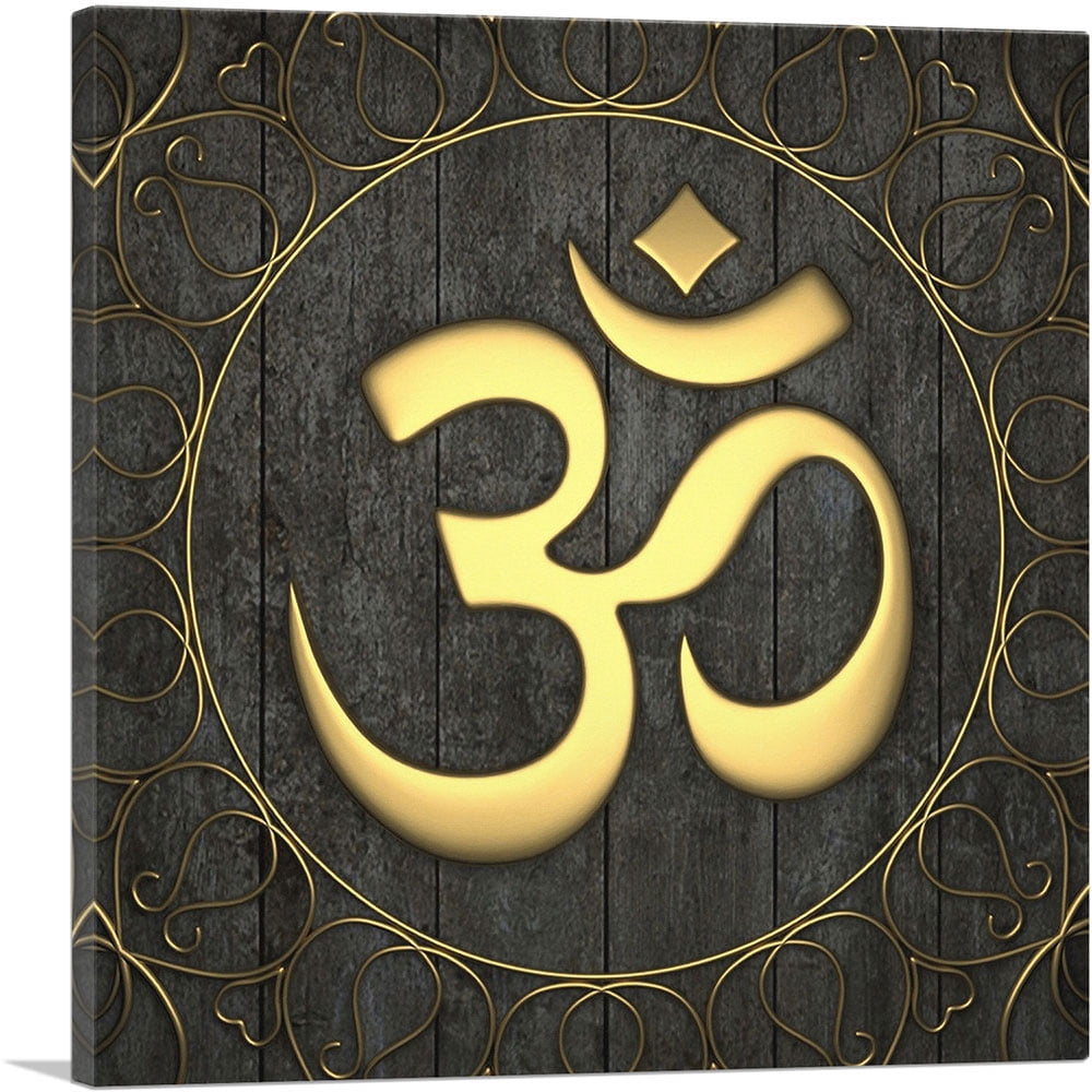 ARTCANVAS Om Sacred Hindu Religious Symbol Canvas Art Print - Size: 12 ...