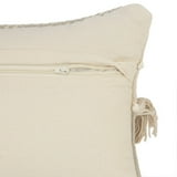 Ox Bay Xavia 20" x 20" Beige/Gray Fringe Striped Cotton Adult ...