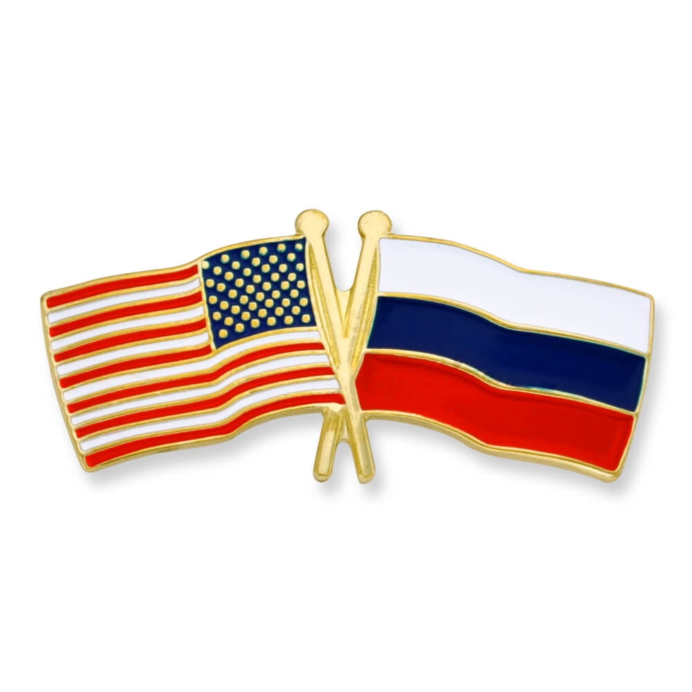 PinMart - PinMart's USA and Russia Crossed Friendship Flag Enamel Lapel ...