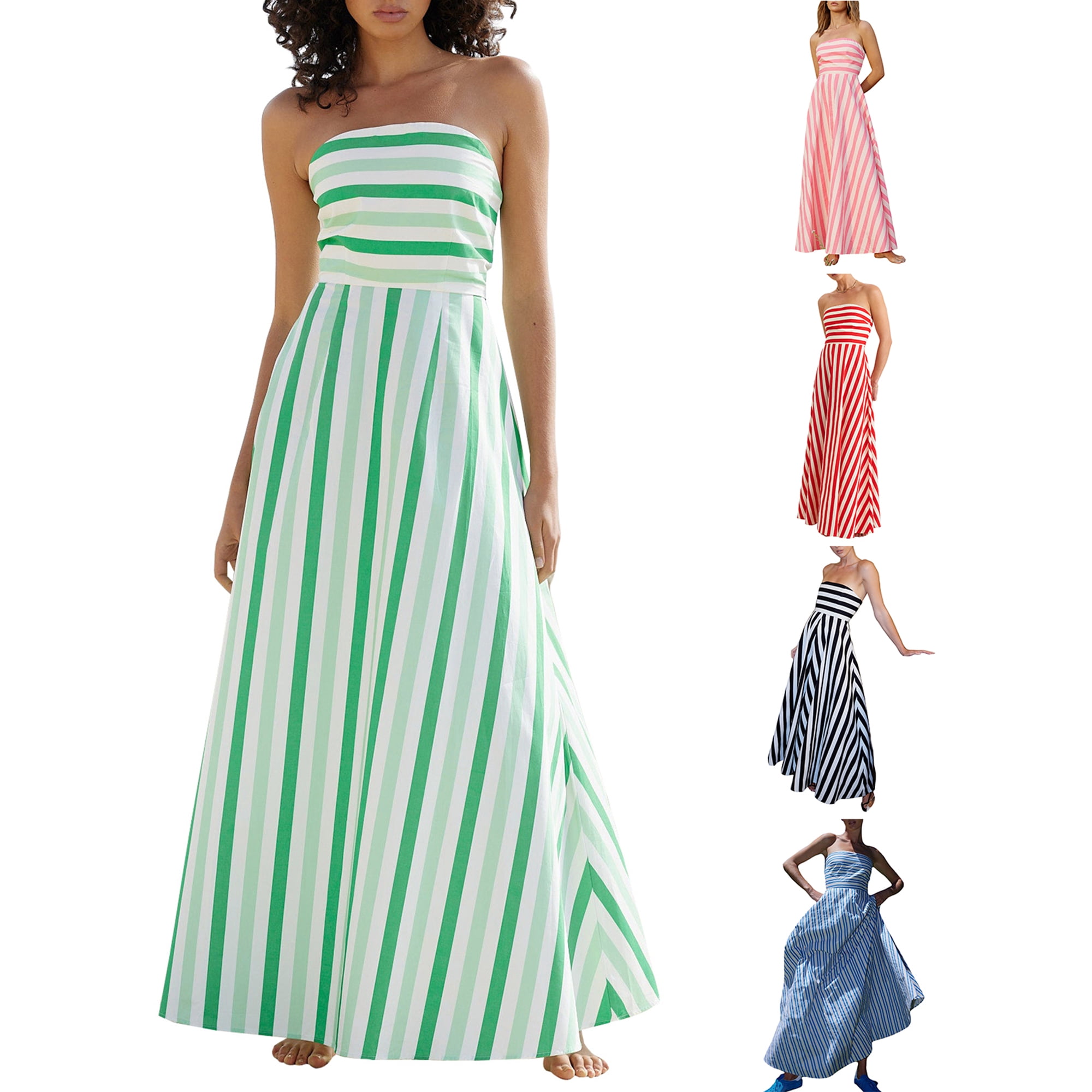 Click here for Sunsiom Women Strapless Tube Dress Striped Print O... prices