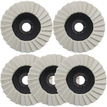 TILIYHELLO 5pcs Wool Felt Polishing Wheel 125mm Serrated Washer Flap ...