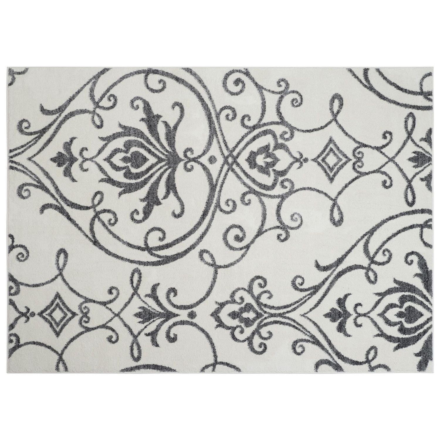 Click here for Hometrends Grey Floral Swirl Synthetic Area Rug 5... prices