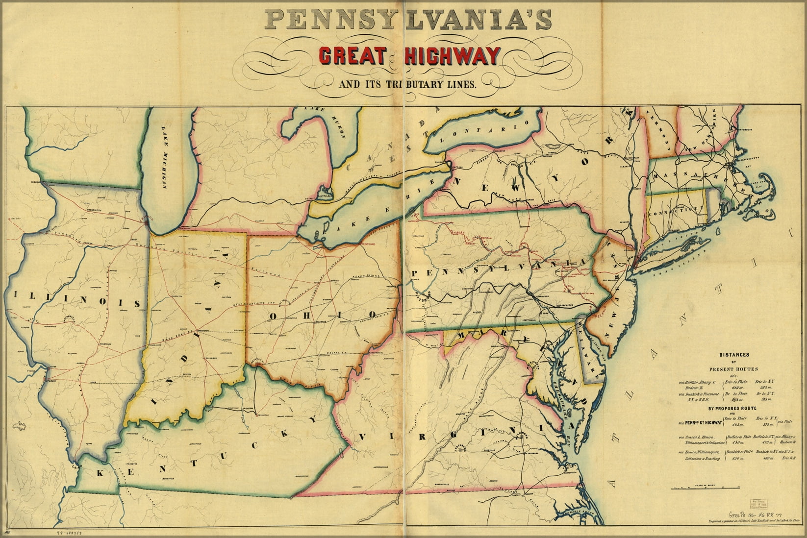 24"x36" Gallery Poster, map of Sunbury and Erie Railroad 1850 - Walmart.com
