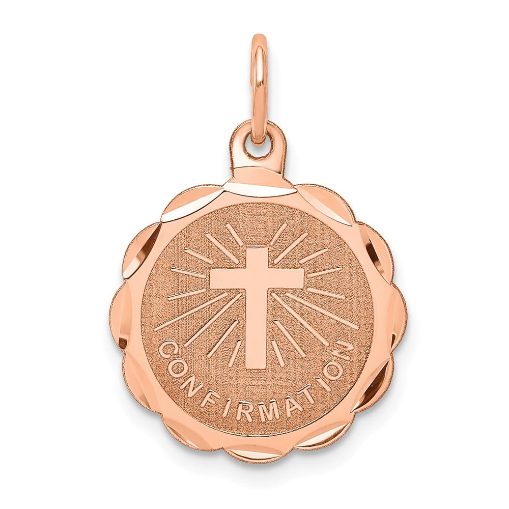 14K Rose Gold Rose Gold Confirmation Disc Charm (22mm x 15mm) - Walmart.com
