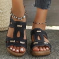 Black Wedge Heel Thick Bottom, Women'S Solid Color Open Toe Summer ...