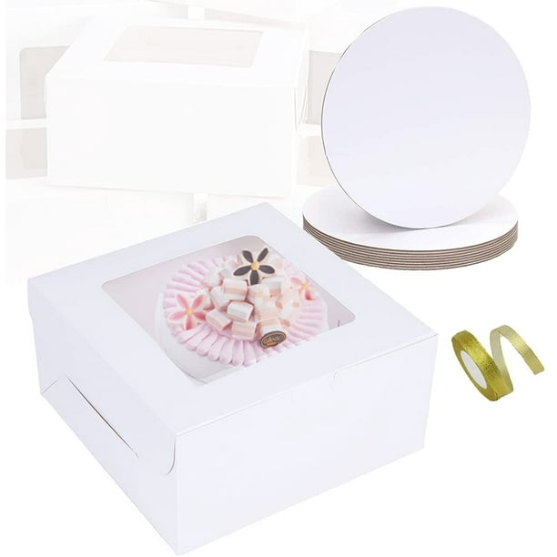 10x10x5 Inches Tall Cake Boxes with Window&10'' Cake Box Thick White ...