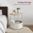 SONGMICS HOME Small Round Side Table with Fabric Basket, Cream White ...