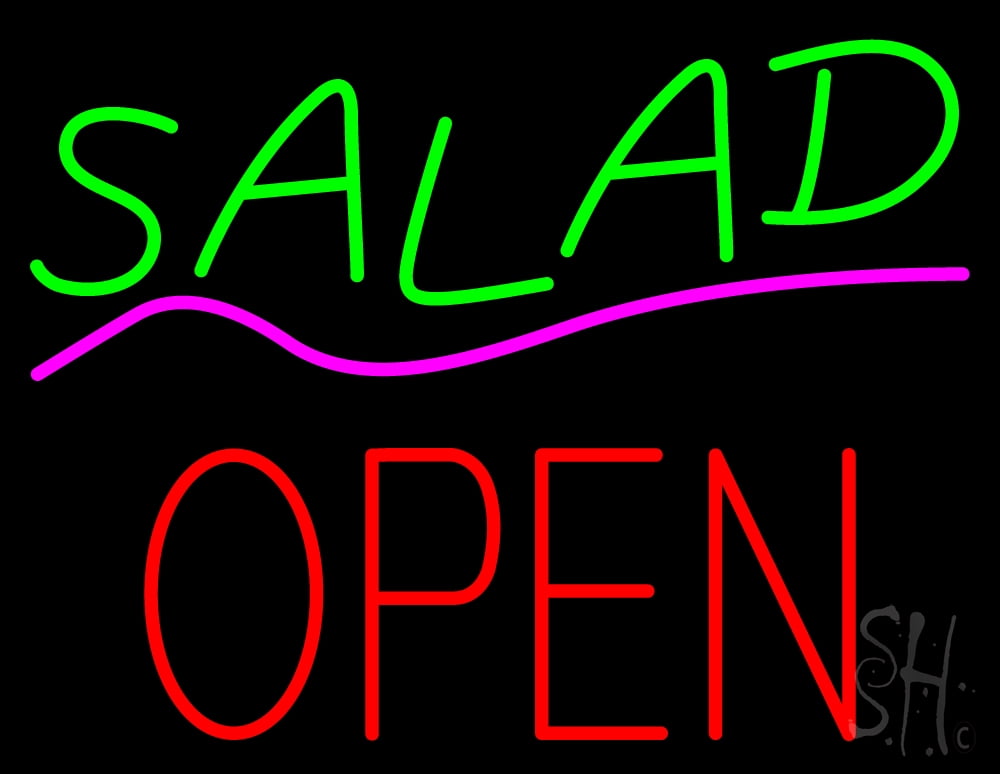Salad Block Open LED Neon Sign 24 x 31 - inches, Black Square Cut ...