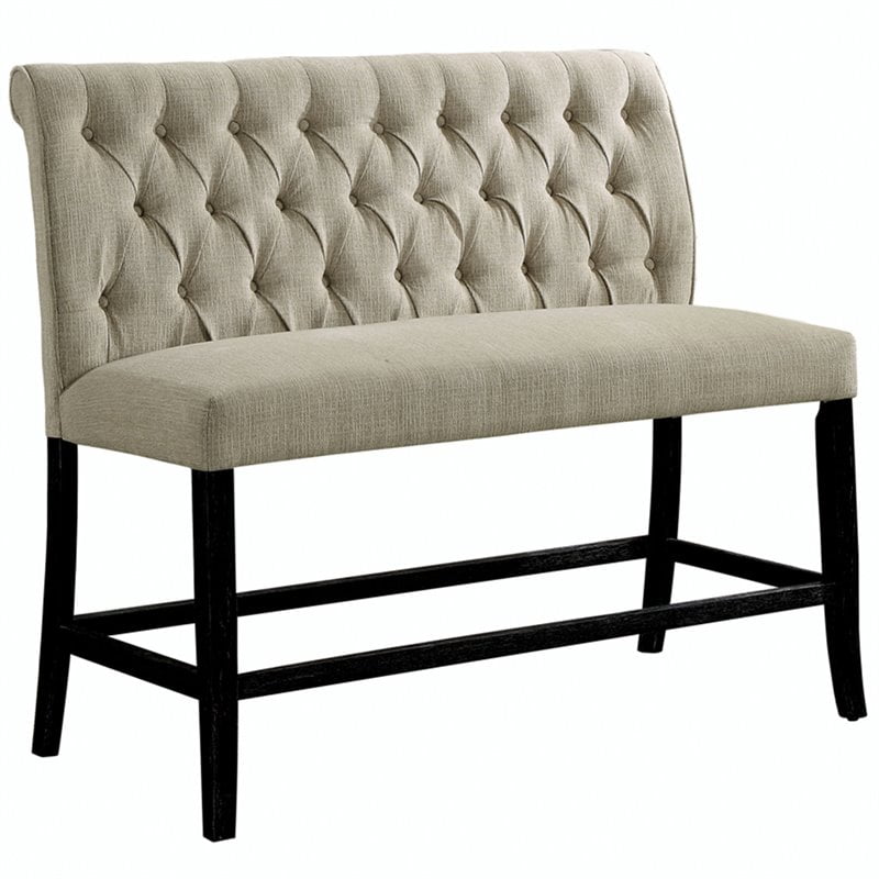 Furniture of America Landon Transitional Fabric Counter Dining Bench in ...