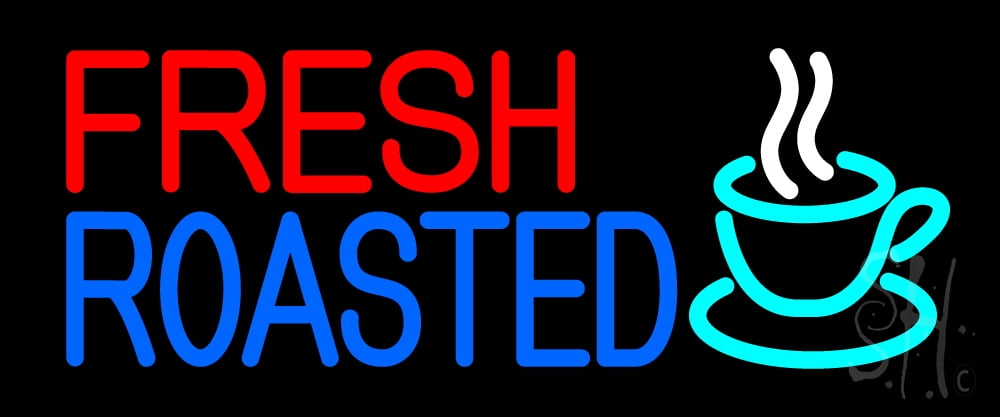 Fresh Roasted Coffee LED Neon Sign 6 x 15 - inches, Black Square Cut ...