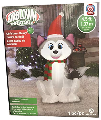 Gemmy 45Ft Inflatable Christmas Husky With Santa Hat Indooroudoor ...