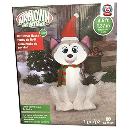 Gemmy 45Ft Inflatable Christmas Husky With Santa Hat Indooroudoor ...