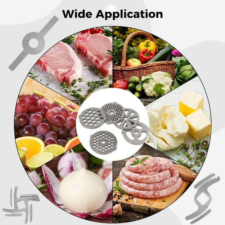 8Pcs Meat Grinder Blades Set Household Meat Grinder Plate Discs and Grinding Blades Cast Iron Food Grinder Accessories Durable 55mm 2.28in Meat