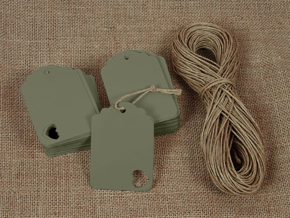 100 Pcs Wedding Favor Hang Tag Rectangular Shape Heart Punched Gift ...